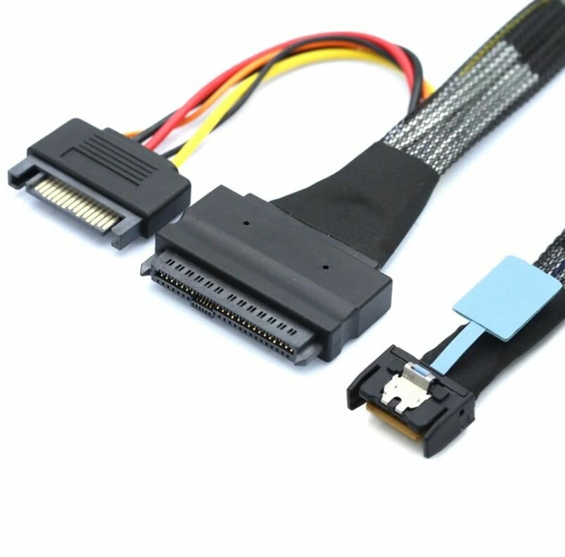 Кабель U.2 Enabler LSI Broadcom CBL-MCIOX4-U2E8639-05M 0,5м для прямого подключения 1 накопителя U.2 или U.3 SSD ( разъём SFF-8639 ) к компьютеру с разъёмом MCIO x4