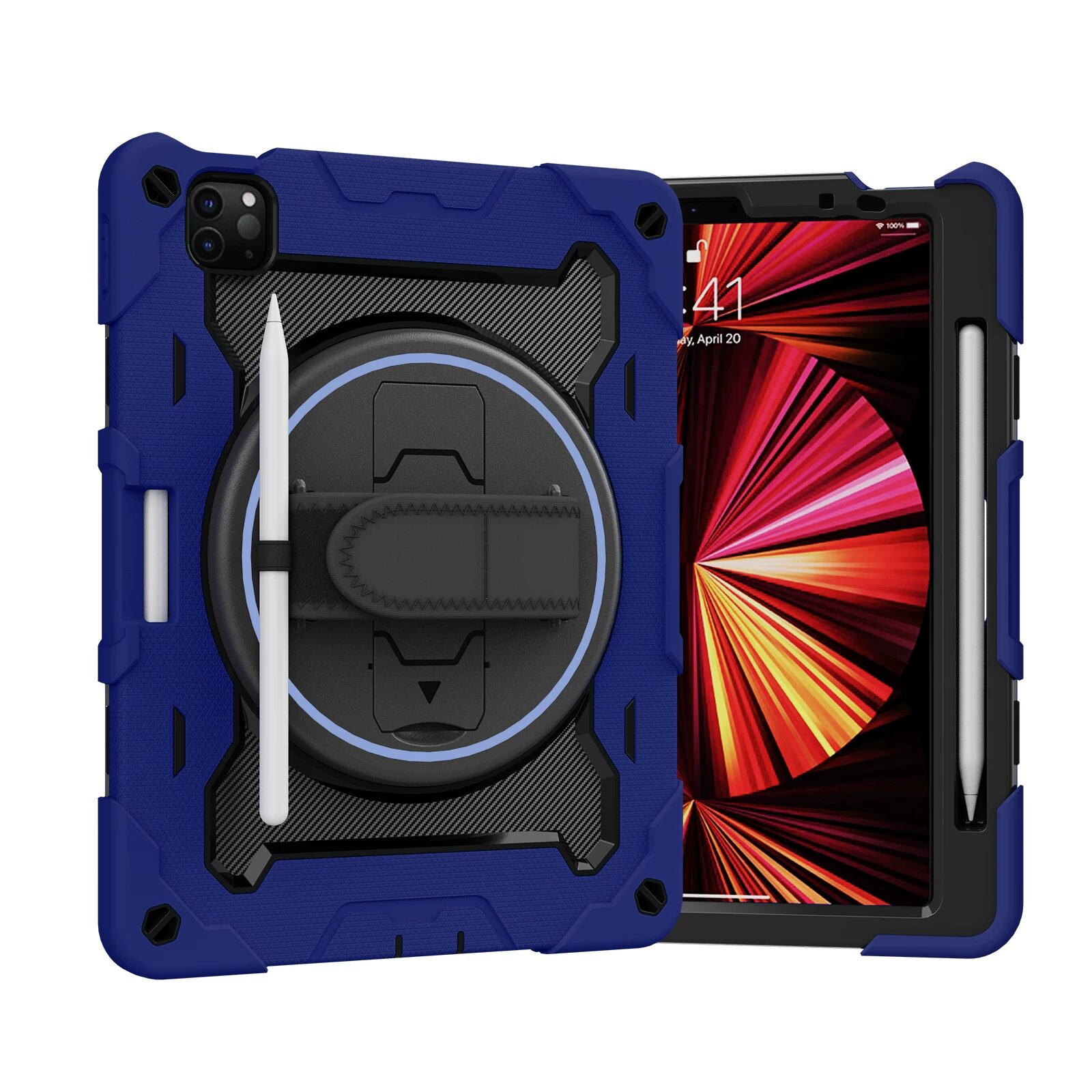 Чехол для iPad Pro 2020 11 дюймов из силикона с ручкой, темно-синий, полная защита от ударов для планшета Apple