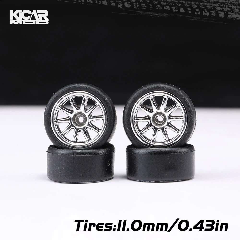 Kicarmod 1/64 модель автоколеса из пластика с резиной Черный, RLCSS039