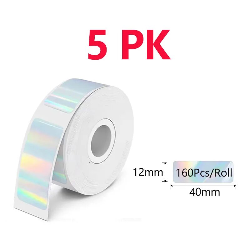 Наколейки Risio для принтера этикеток P15 12*40 мм 160 шт. 5 holographic silver