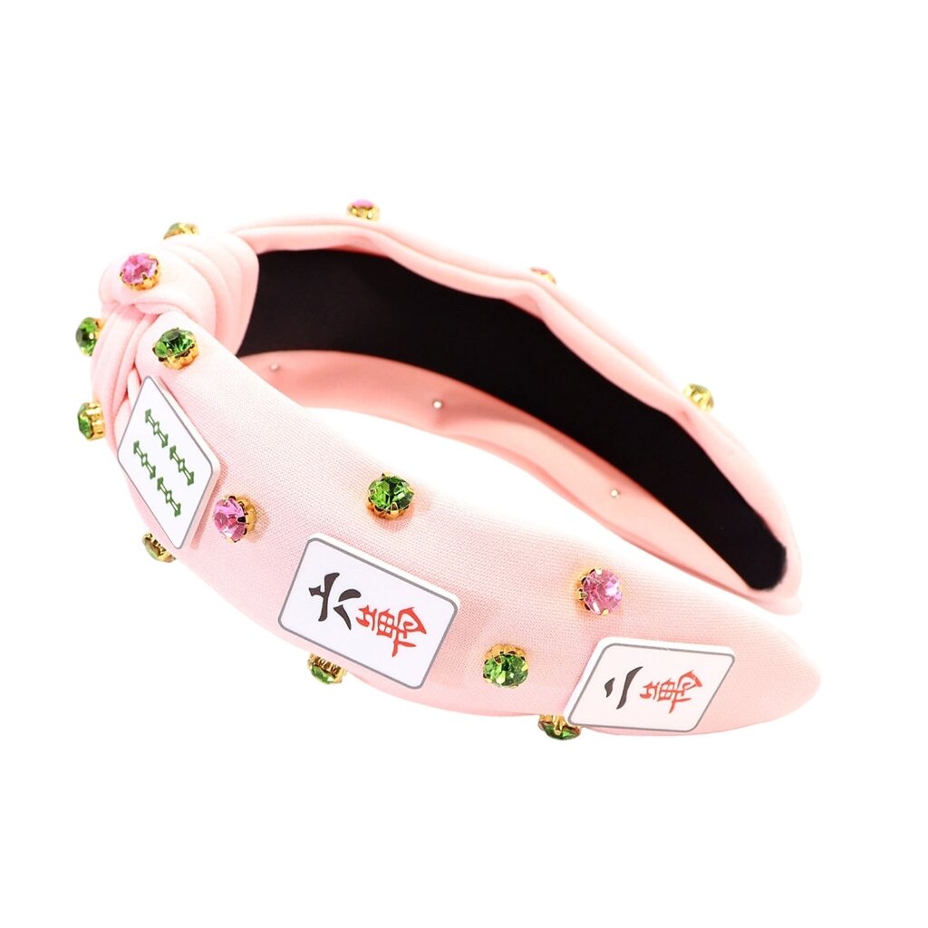 Game Night Mahjong Headband Knotted Padded Hair Accessory with and Wide Fabric Finish for Party Wear