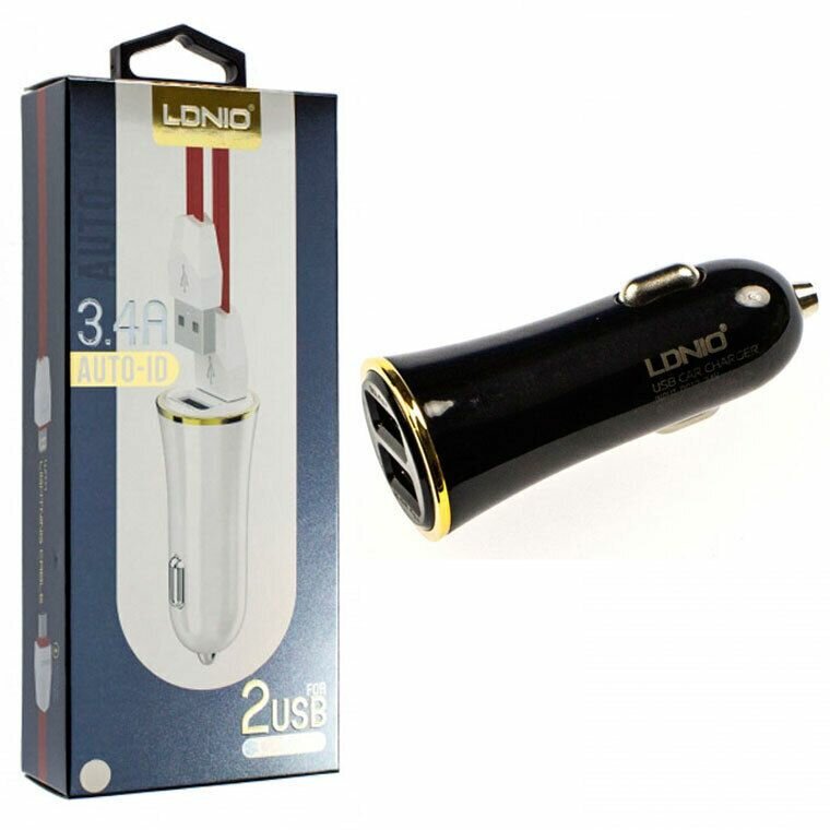 Автомобильная зарядка LDNIO DL-C28 с кабелем micro-usb
