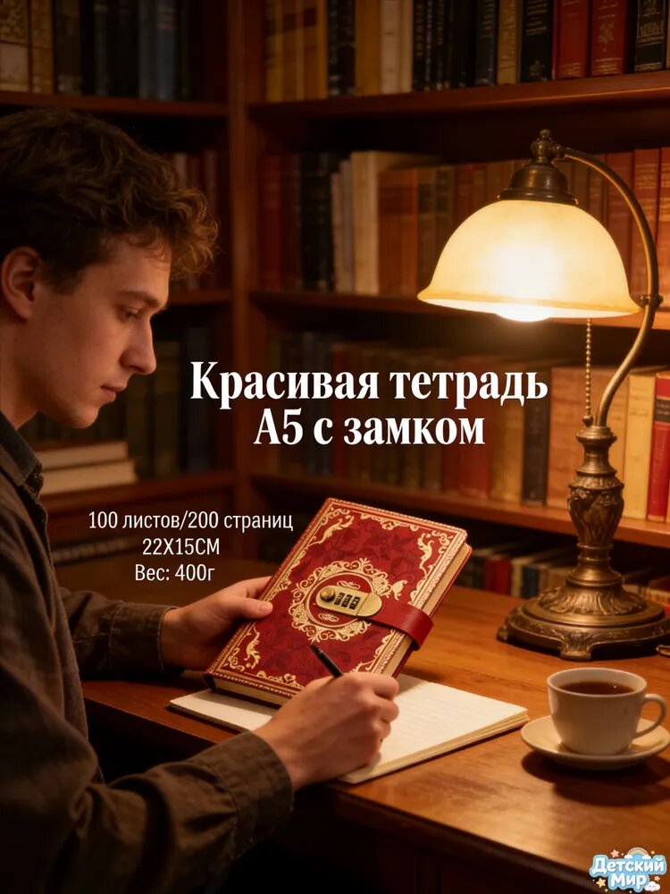 Ежедневник А5 с кодовым замком, 200 страниц, плотная бумага, эко-кожа, держатель для ручки — фото 1