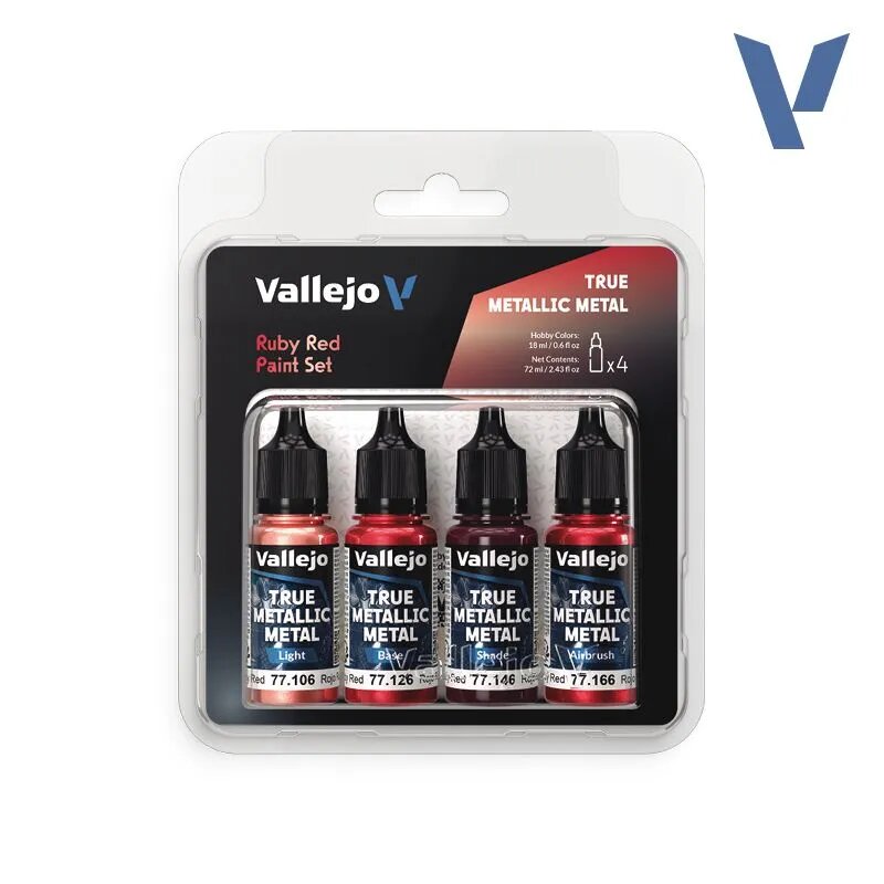 Краски акриловые для моделирования Vallejo серии TMM Set - Ruby Red 77254 (4 красок по 18 мл)