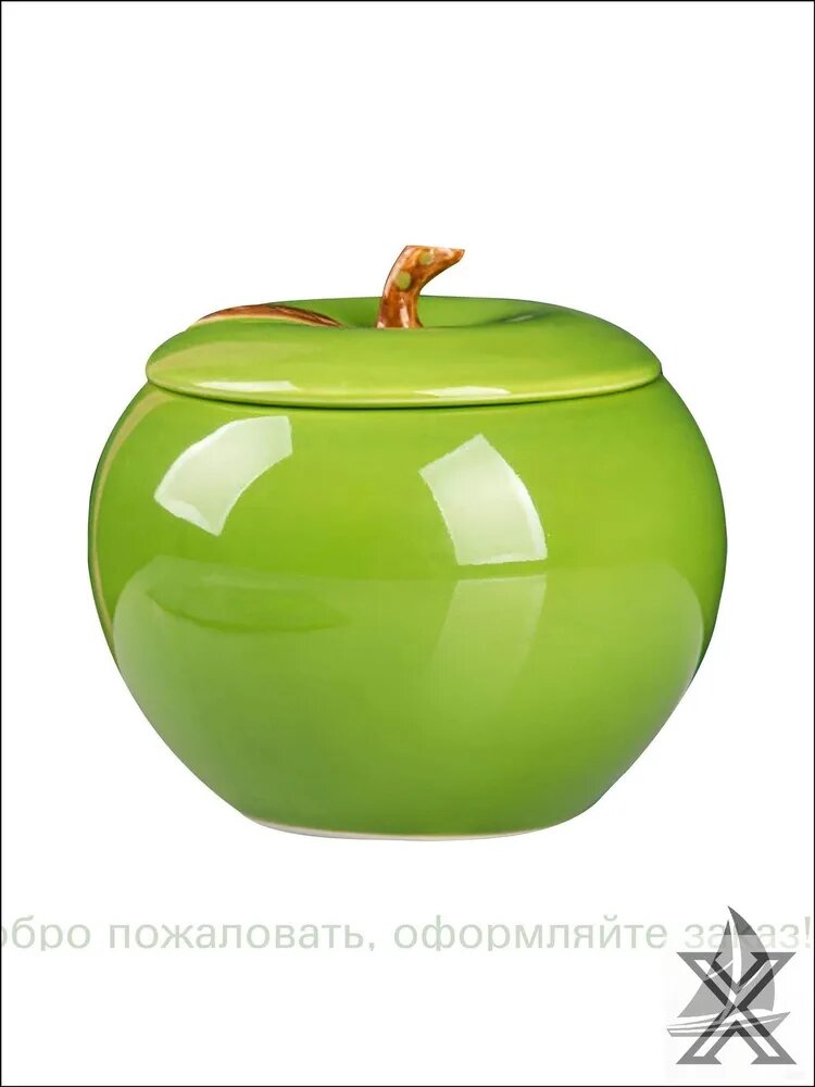Элегантная сахарница в форме яблока, зеленая, фарфор, L 12 см, Китай, модель 2023