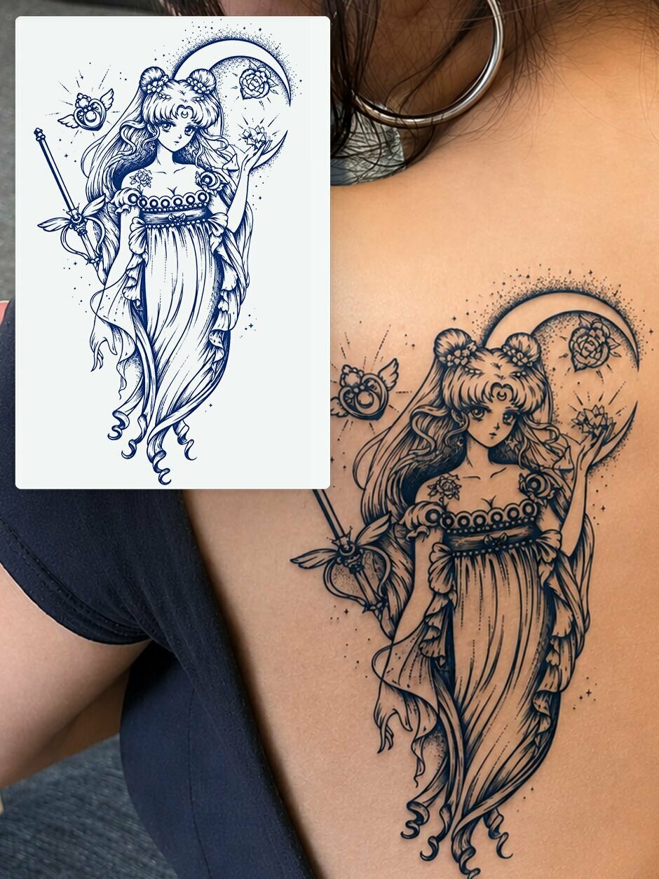 Tattoo'шки Временная тату без пленки 11*18см (темнеет через 24 часа) темнеющая большого размера