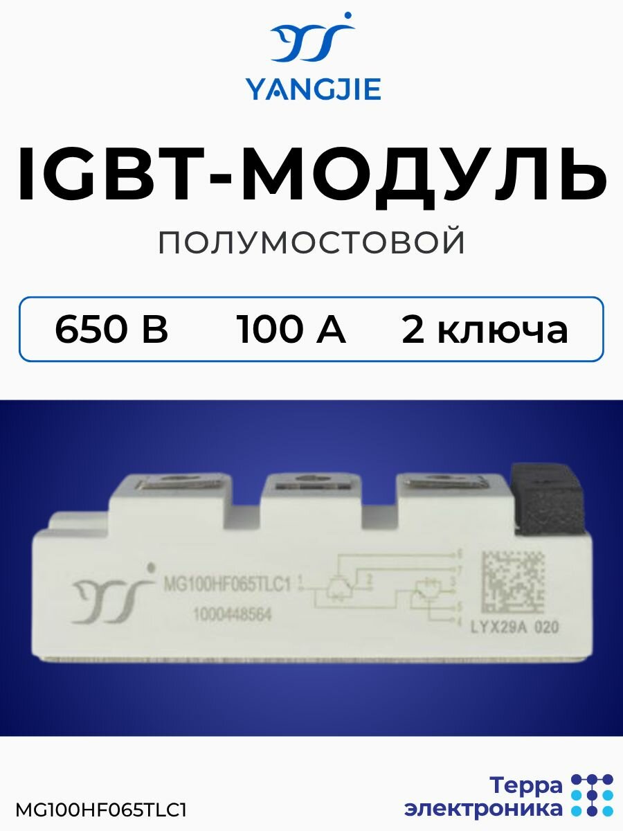 IGBT-модуль 650 В, 100 А, 2 ключа, полумостовой, электрическая изоляция, MG100HF065TLC1 Yangjie