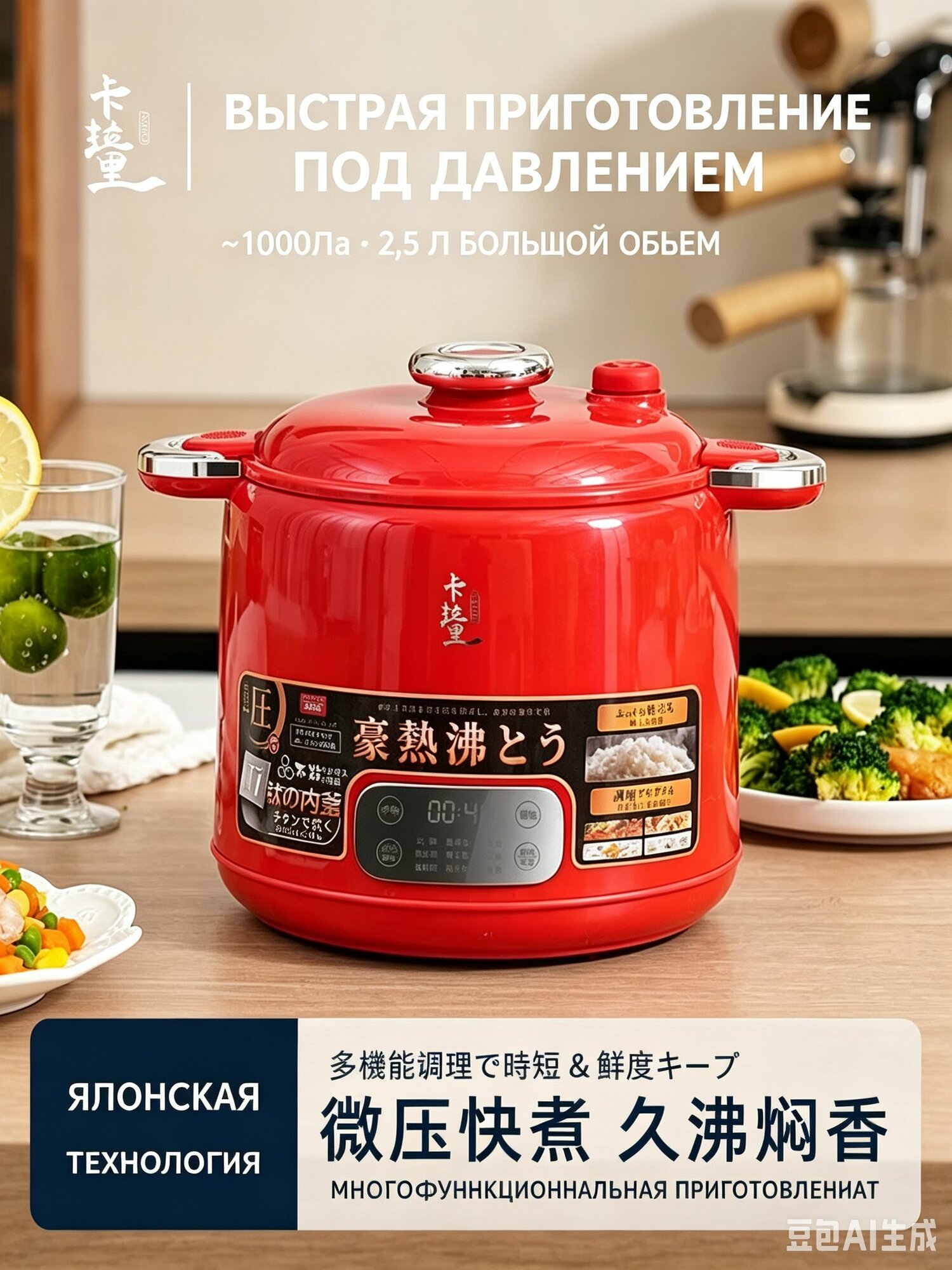 Kalali Мультиварка-скороварка Мультифункциональная микропрессорная рисоварка Karari с титановым покрытием