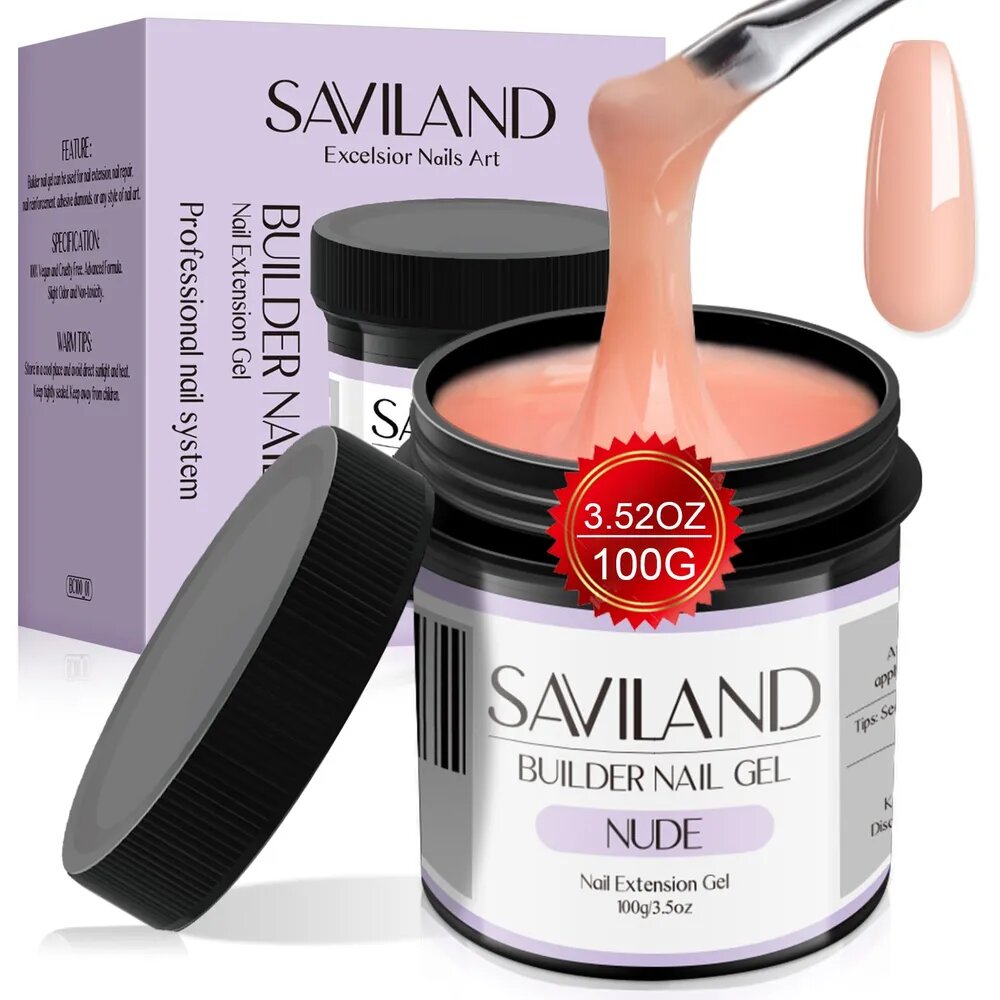 SAVILAND 100 Г геля для наращивания ногтей - 3,5 унции твердого геля телесного цвета для наращивания ногтей, для начинающих маникюров, для профессионального маникюрного салона, для домашнего DIY