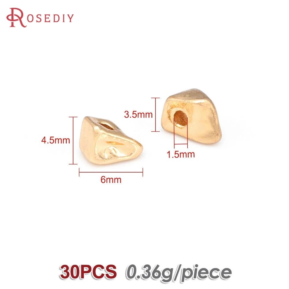 Бусины-разделители Rosediy, 18K золото, 6x4.5мм, 30шт