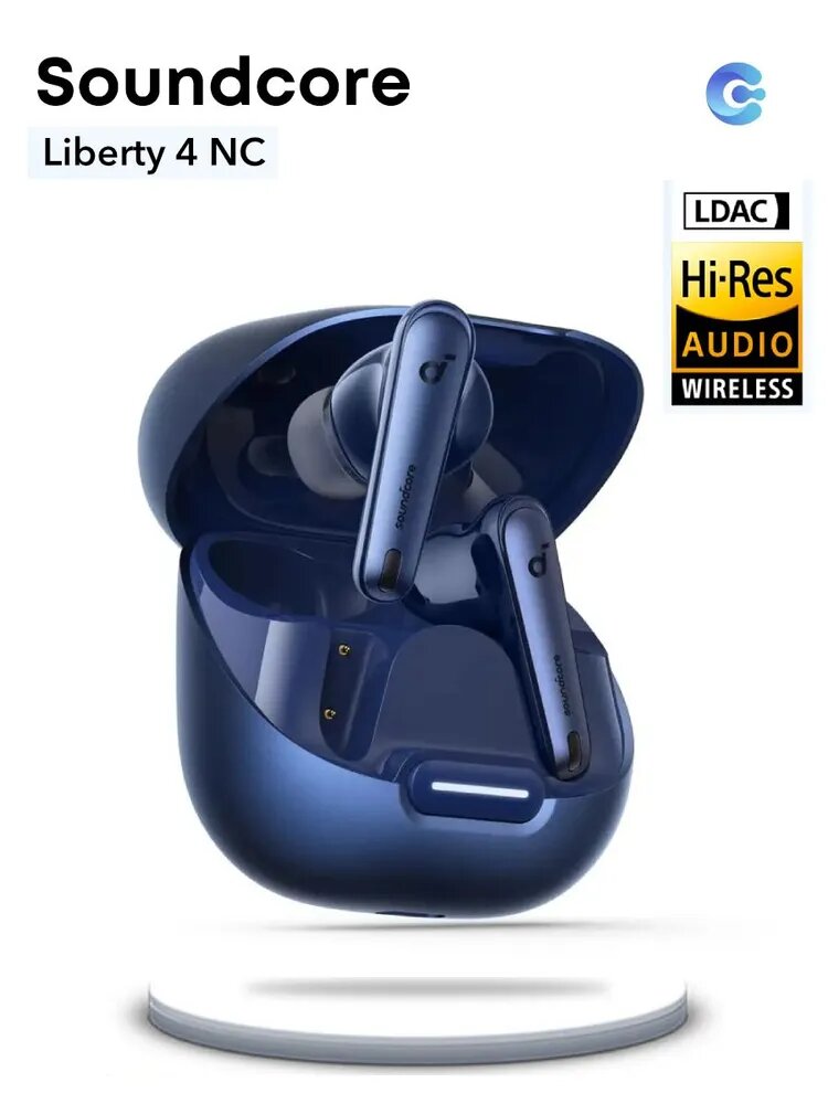 Наушники беспроводные с микрофоном Anker Soundcore Liberty 4 NC, синий