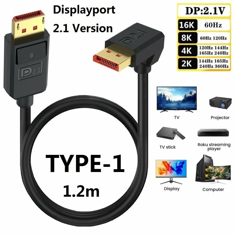 PENGQIAO Аудиокабель DisplayPort/DisplayPort, 1.2 м, черный матовый