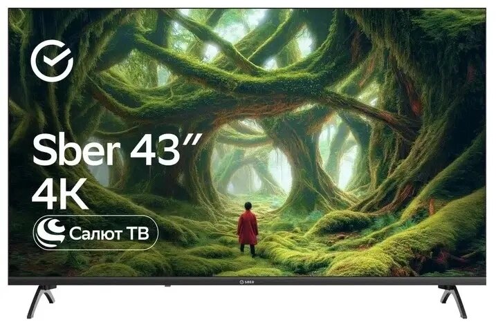 Телевизор LED Sber 43" SDX-43U5500DBA Smart Салют ТВ Frameless черный/4K Ultra HD/60Hz/DVB-T/DVB-T2/