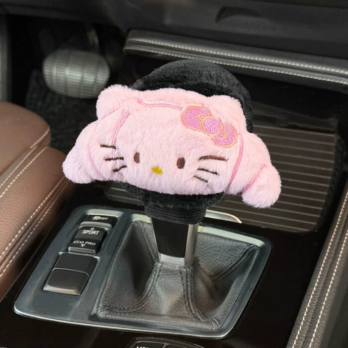 Меховая накладка на рычаг КПП с дизайном круассана кота для автоматической и механической коробки передач