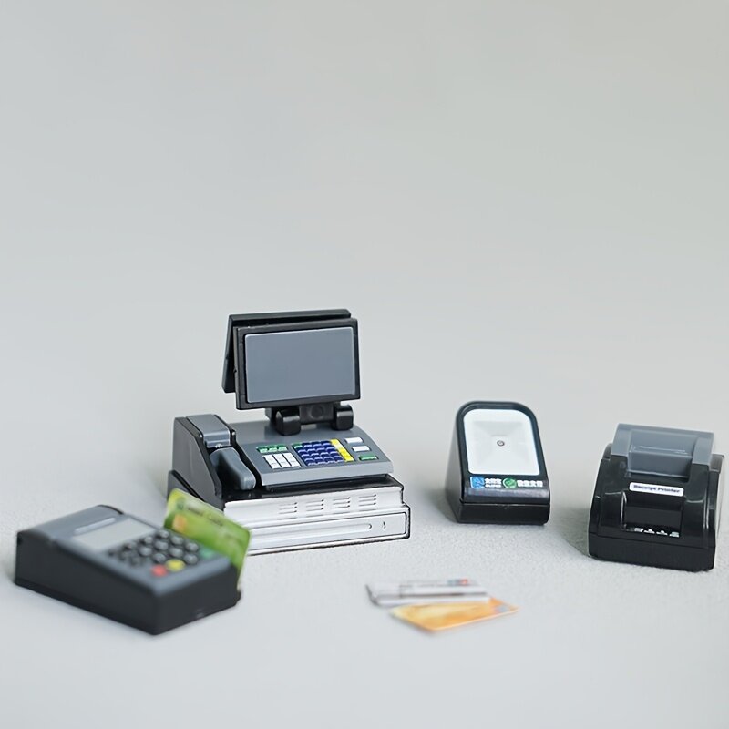 Миниатюрная касса и POS-терминал для игрушек, набор для самостоятельной сборки, без батареек, с реалистичным сканером и считывателем карт, подходит для кукольного домика и сцен игрушечного магазина, цвет: набор для самостоятельной сборки