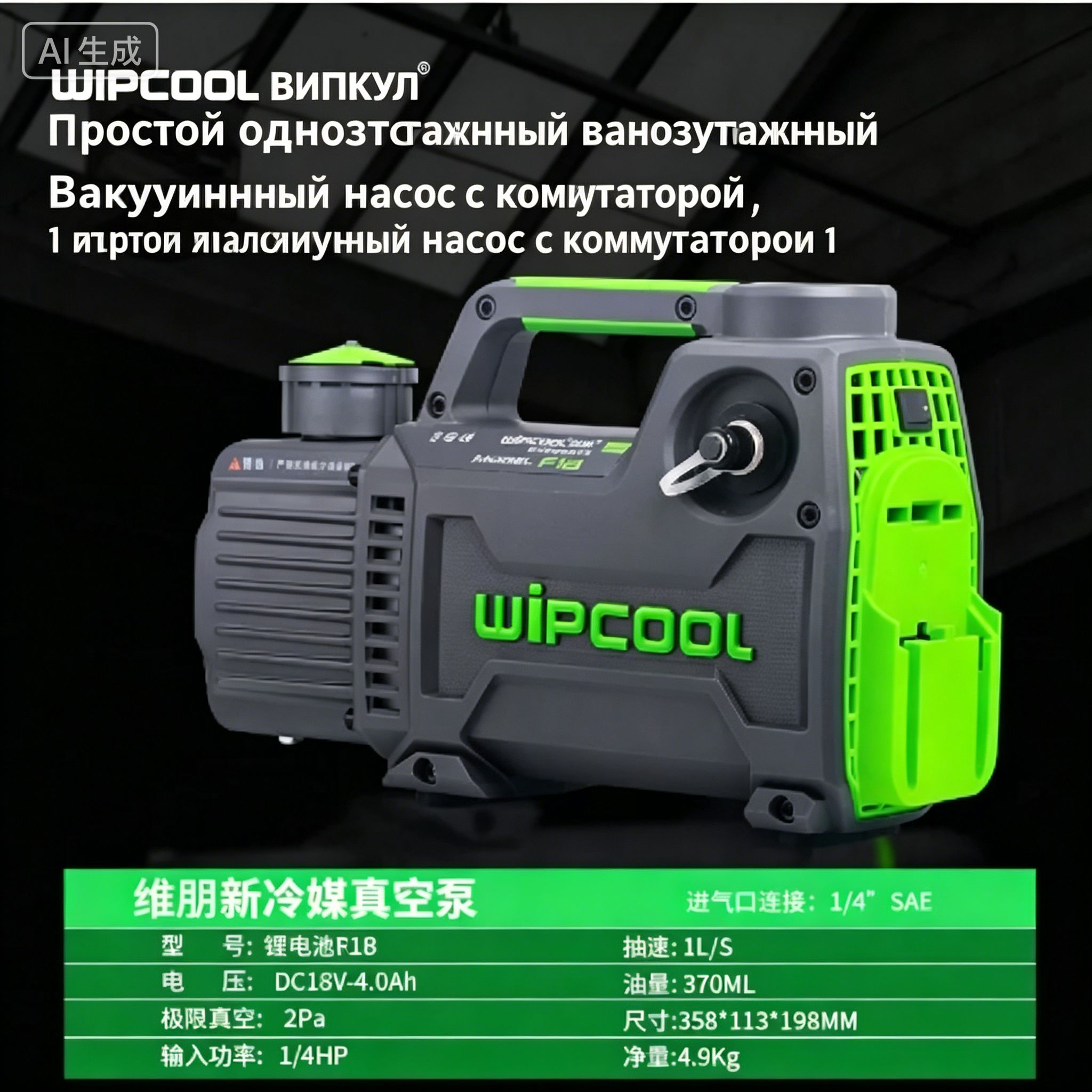 Одноступенчатый литий-ионный вакуумный насос F1B, без аккумулятора и зарядного устройства