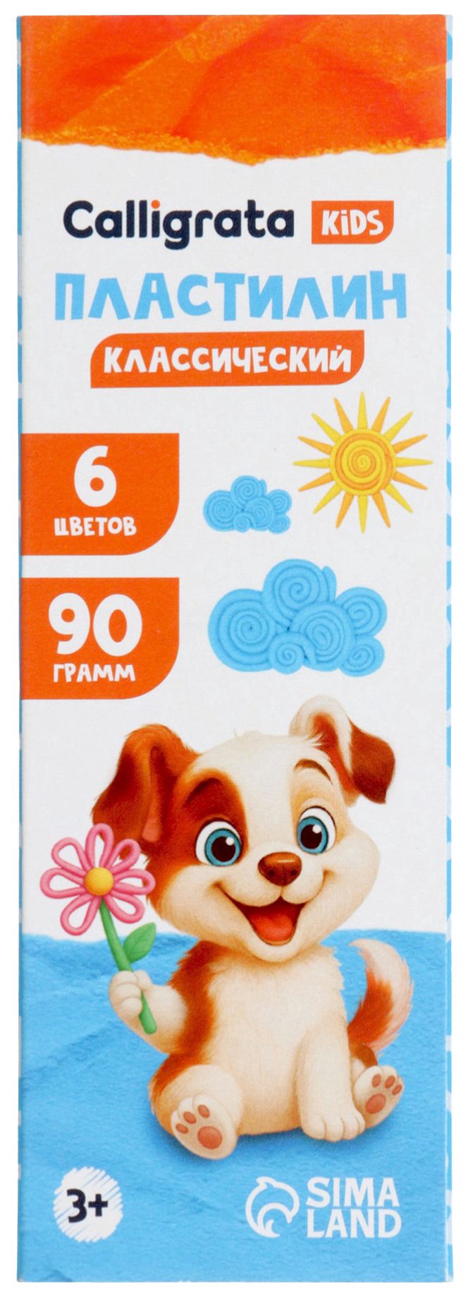 Детский мягкий пластилин "Calligrata kids: классический", набор для лепки, аппликации и детского творчества, 6 цветов, 90 г