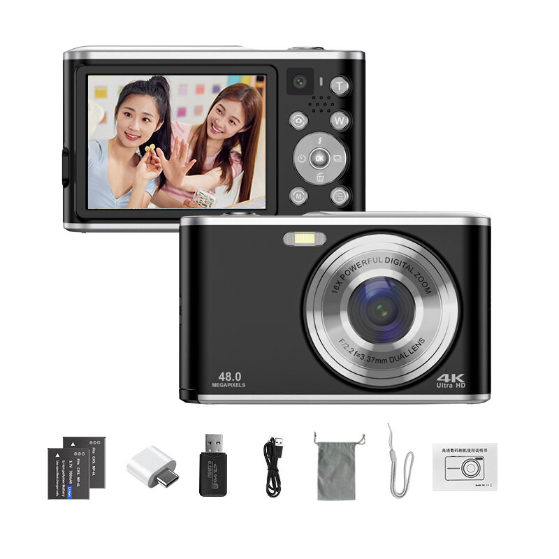 Цифровая камера унисекс SONGDIAN DC306, 64 МП для влогов, Interstellar Black-No Internal Memory[Selfie+Focus+Clear Photography]
