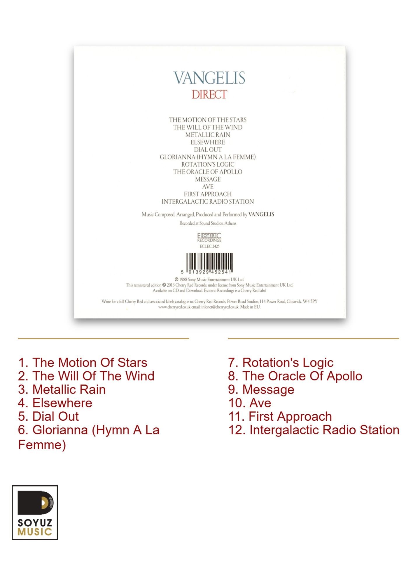 Vangelis. Direct (CD DigiPak/Компакт-диск) — фото 1