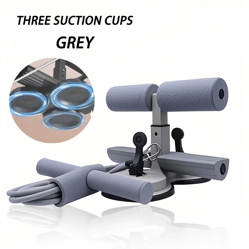LINGPENG Портативный домашний тренажер для приседаний и пресса Серый, GREY-3suction cups