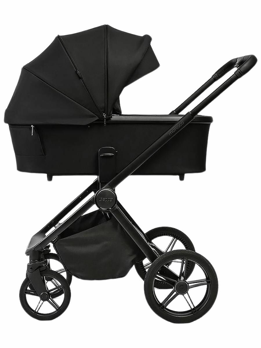 Коляска 2в1 Peppy Monaco Plus Black складная люлька (чёрная рама)
