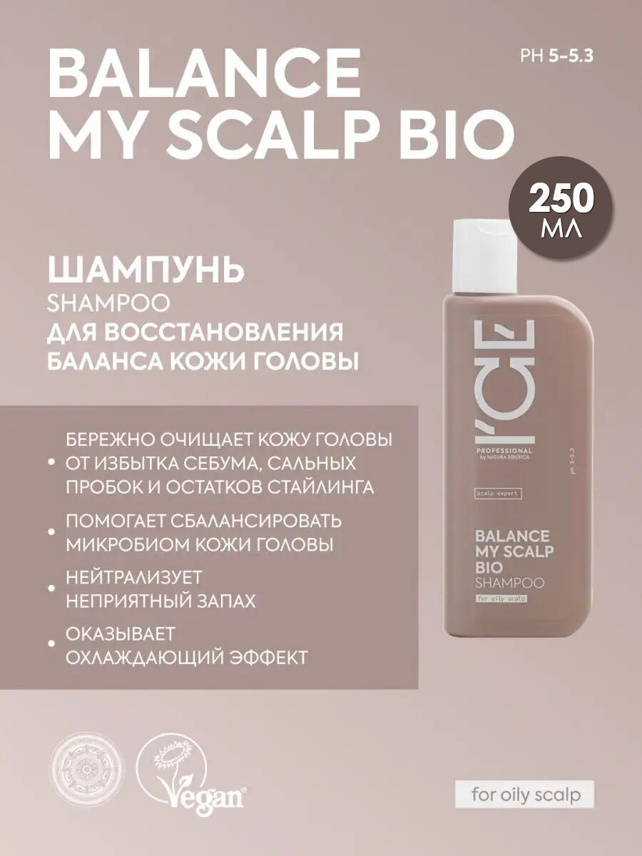 ICE PROFESSIONAL by NATURA SIBERICA Профессиональный шампунь для восстановления баланса кожи головы BALANCE MY SCALP BIO SHAMPOO SCALP EXPERT 250мл