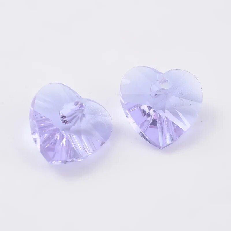 Сиреневые стеклянные сердечные подвески 20 шт. 1010x5mm 20pcs