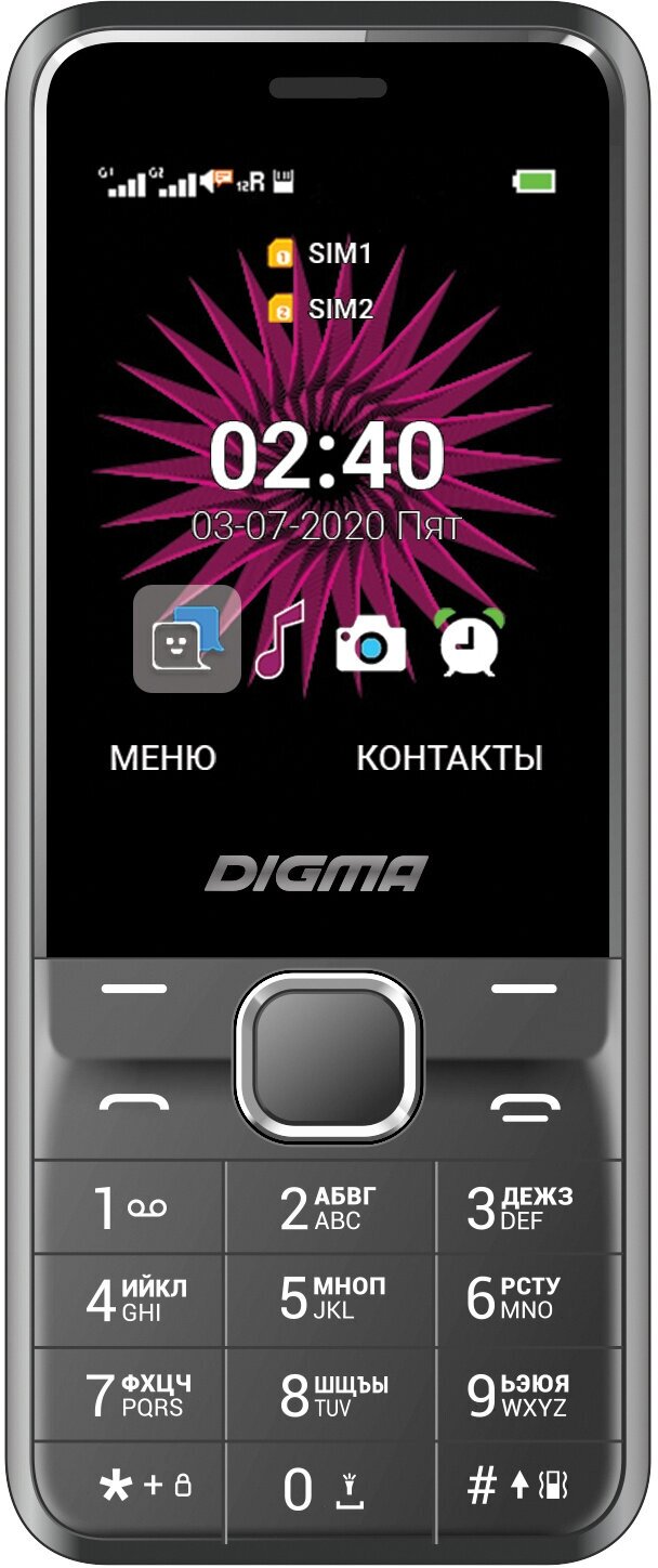 Мобильный телефон Digma LINX A241, серый