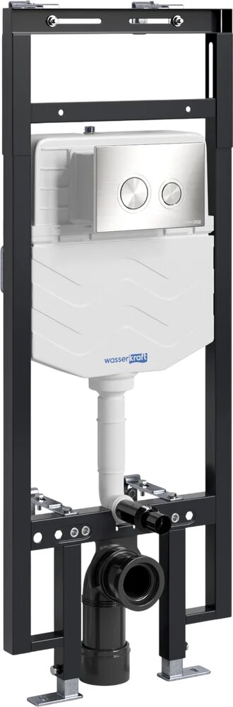 Инсталляция с кнопкой Wasserkraft Dinkel 58TLT.010. ME. BN01 50, 4 см, крепление к стене/к полу, с регулировкой по высоте, матовая, с шумоизоляцией