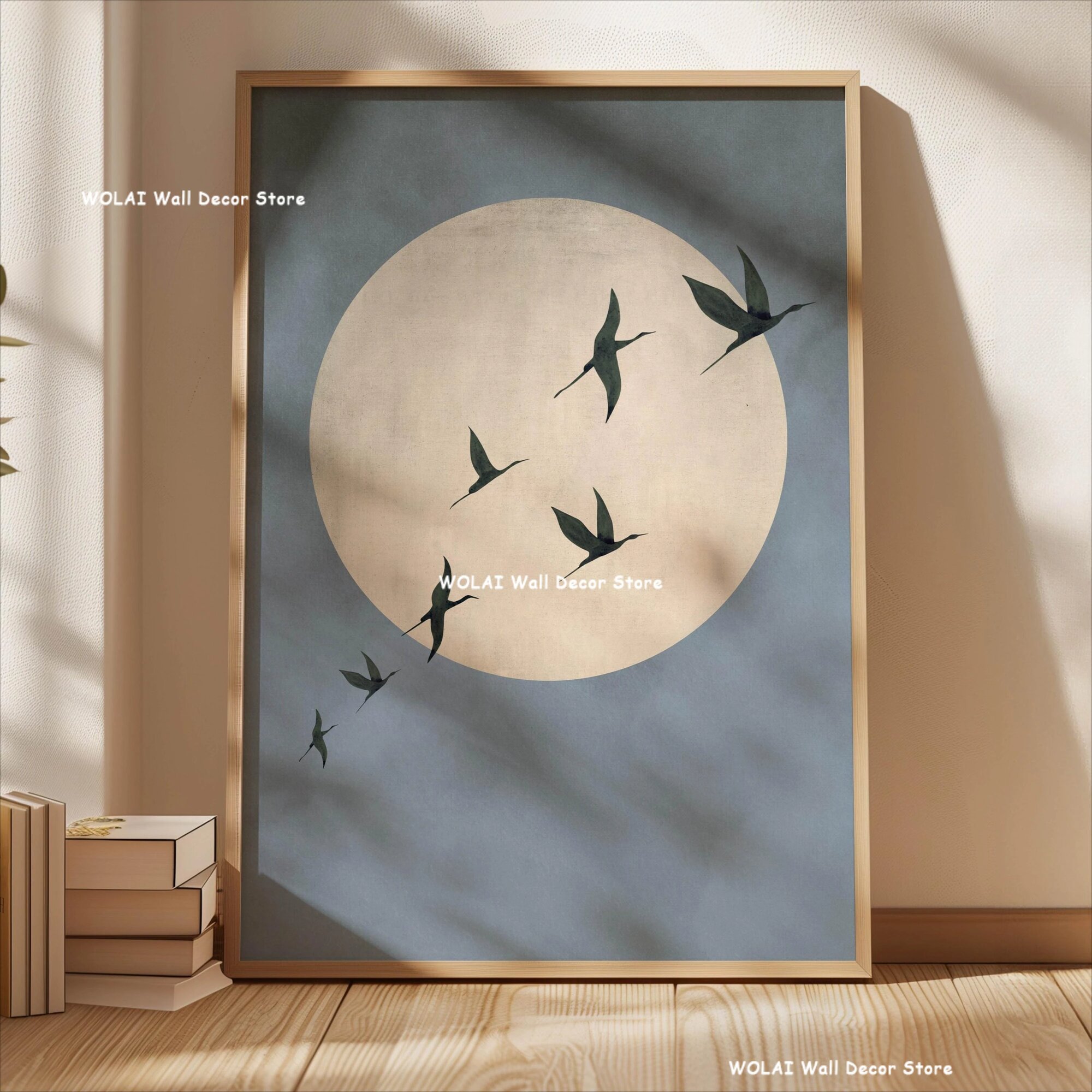 Абстрактная печать на холсте с желтой птицей и журавлем WO1640-3, 50X70cm Unframed