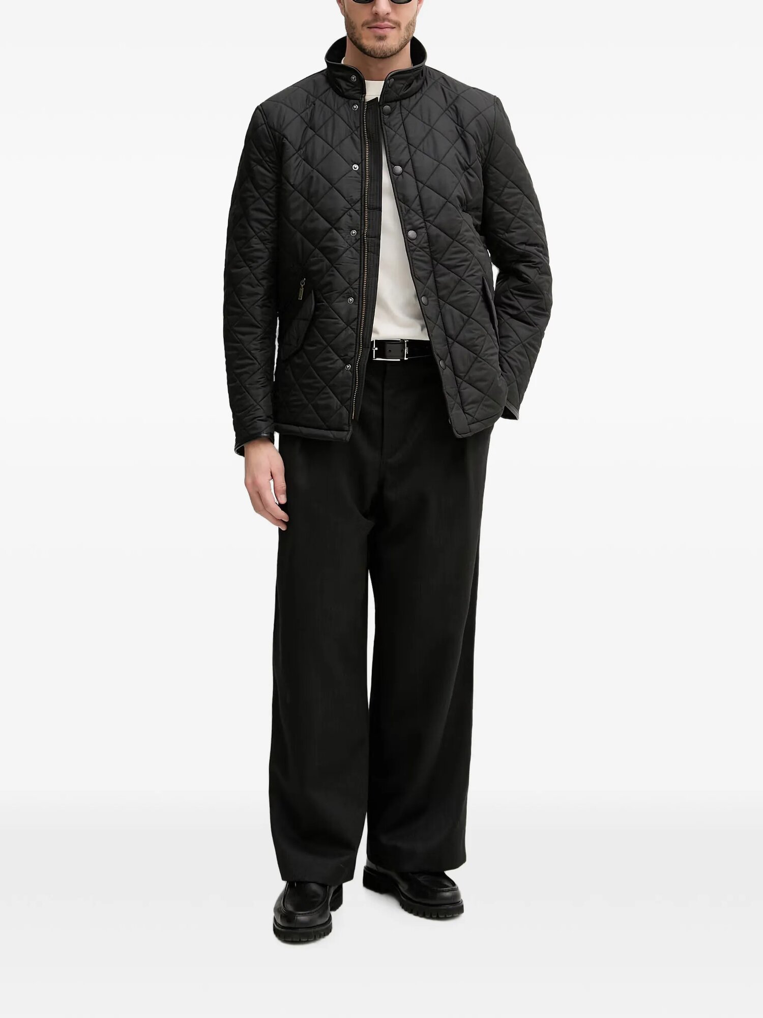 Куртка Barbour Powell quilted high-neck jacket, размер 50, черный — фото 1
