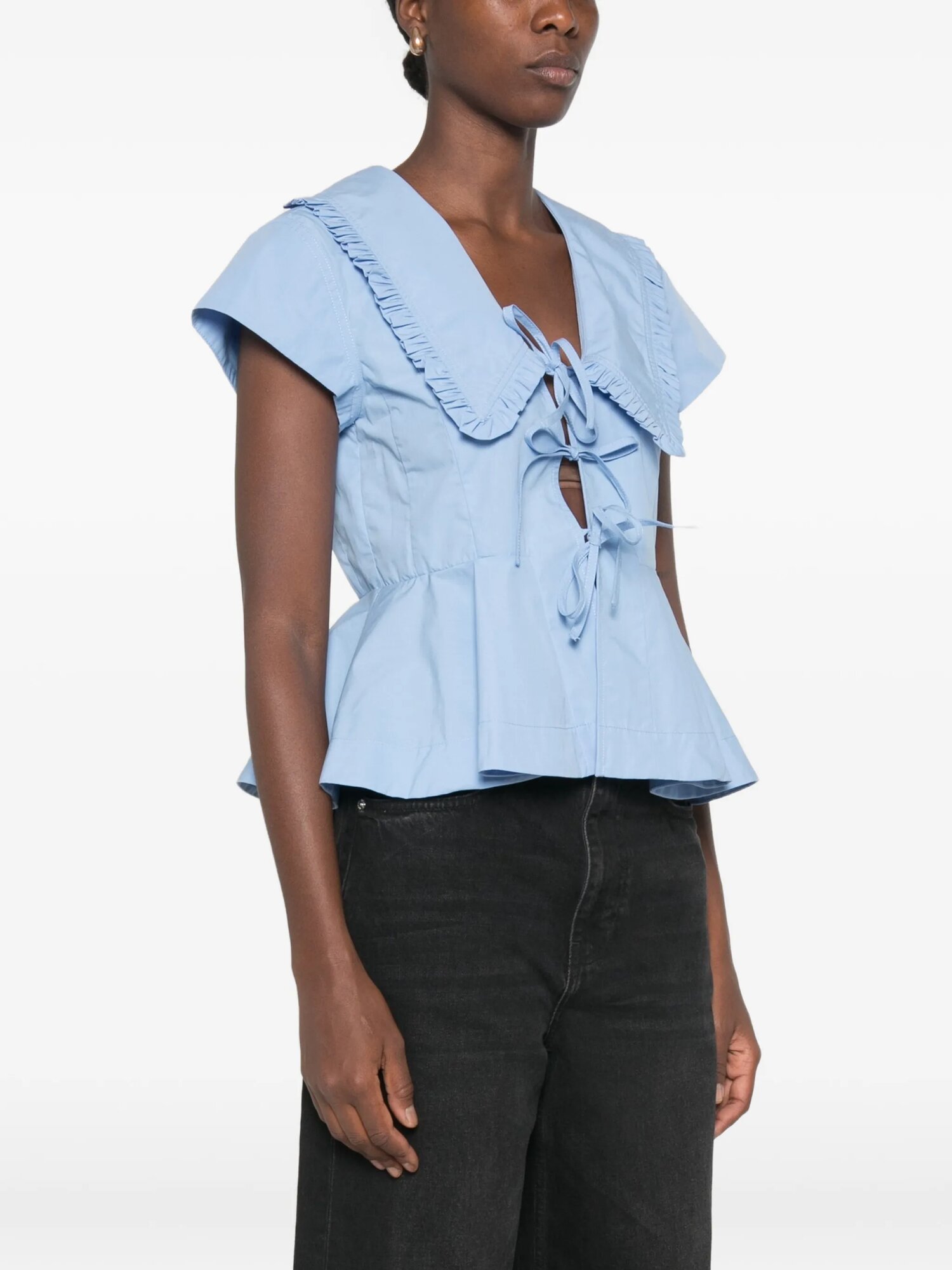 Блуза GANNI Ruffled peplum blouse, размер 38 — фото 1