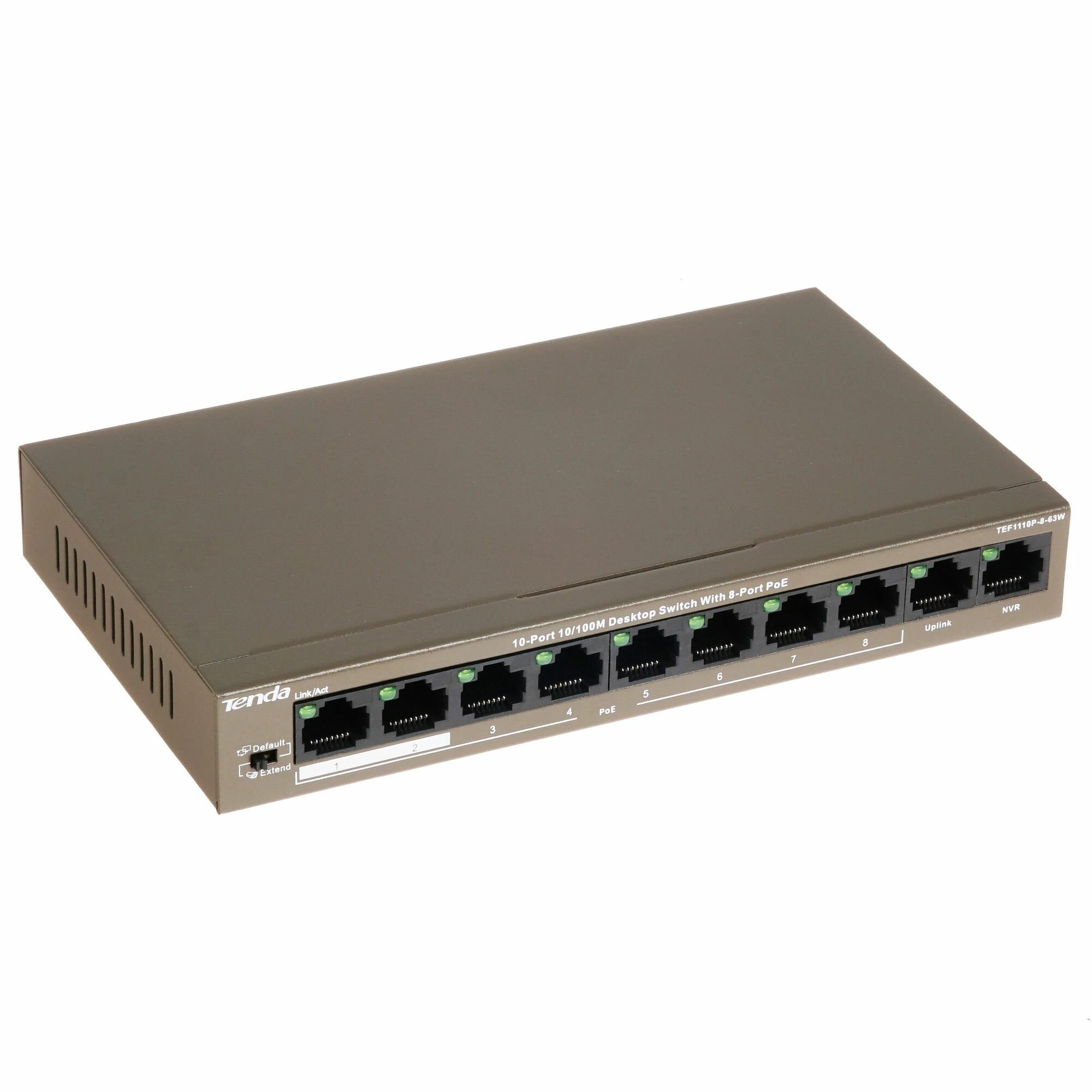 Коммутатор TEF1110P-8-63W,8 POE, +2 ETH порта. 10/100 Mbps
