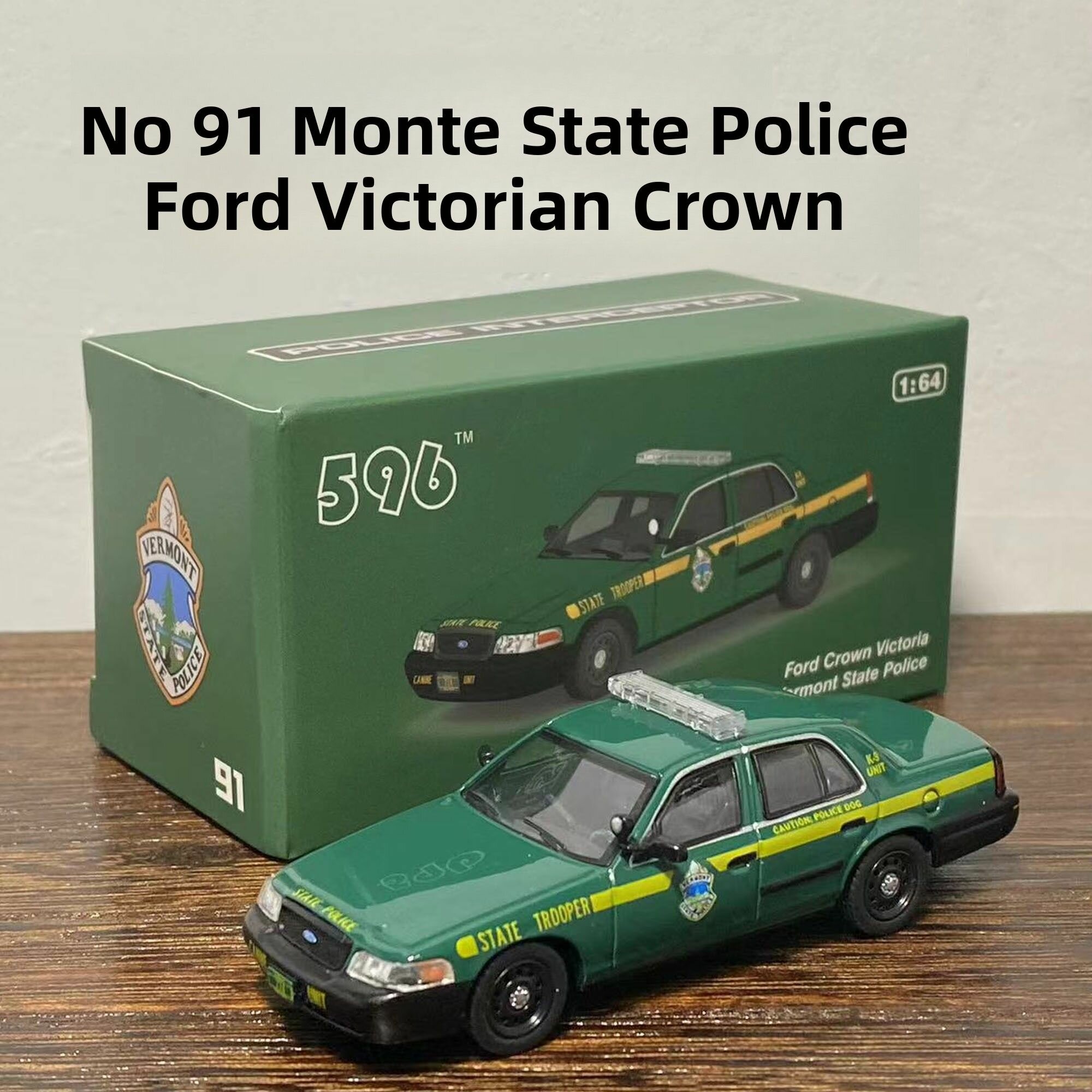 596 1:64 Полицейская машина Saab Ban Victoria Cadillac Tower River NYPD Литая модель автомобиля-украшение