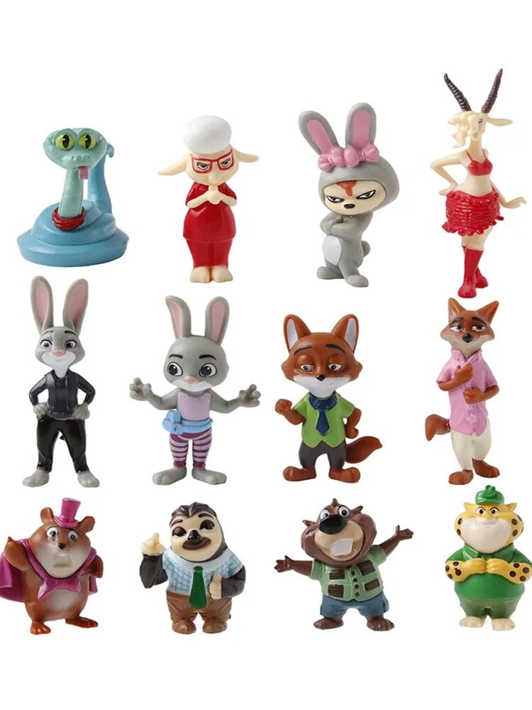 Набор фигурок Зверополиса Джуди Хоппс Ник Уайлд Фигурки / Zootopia Judy Nick Детские игрушки 12шт
