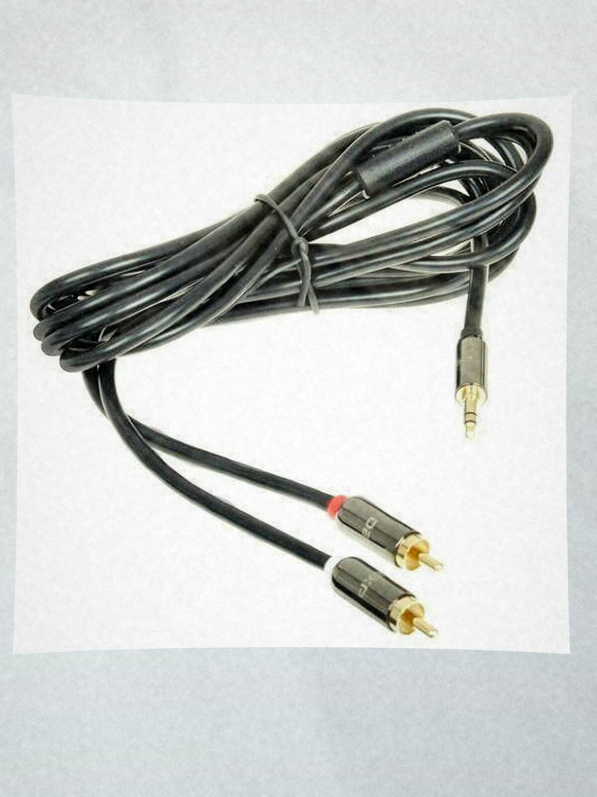 Аудиокабель, разъем jack 3.5 мм-2RCA, цвет- черный, полезный