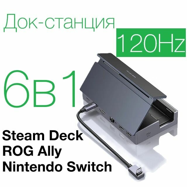 Док-Станция Ugreen 120Hz для Steam Deck, ROG Ally 6 в 1