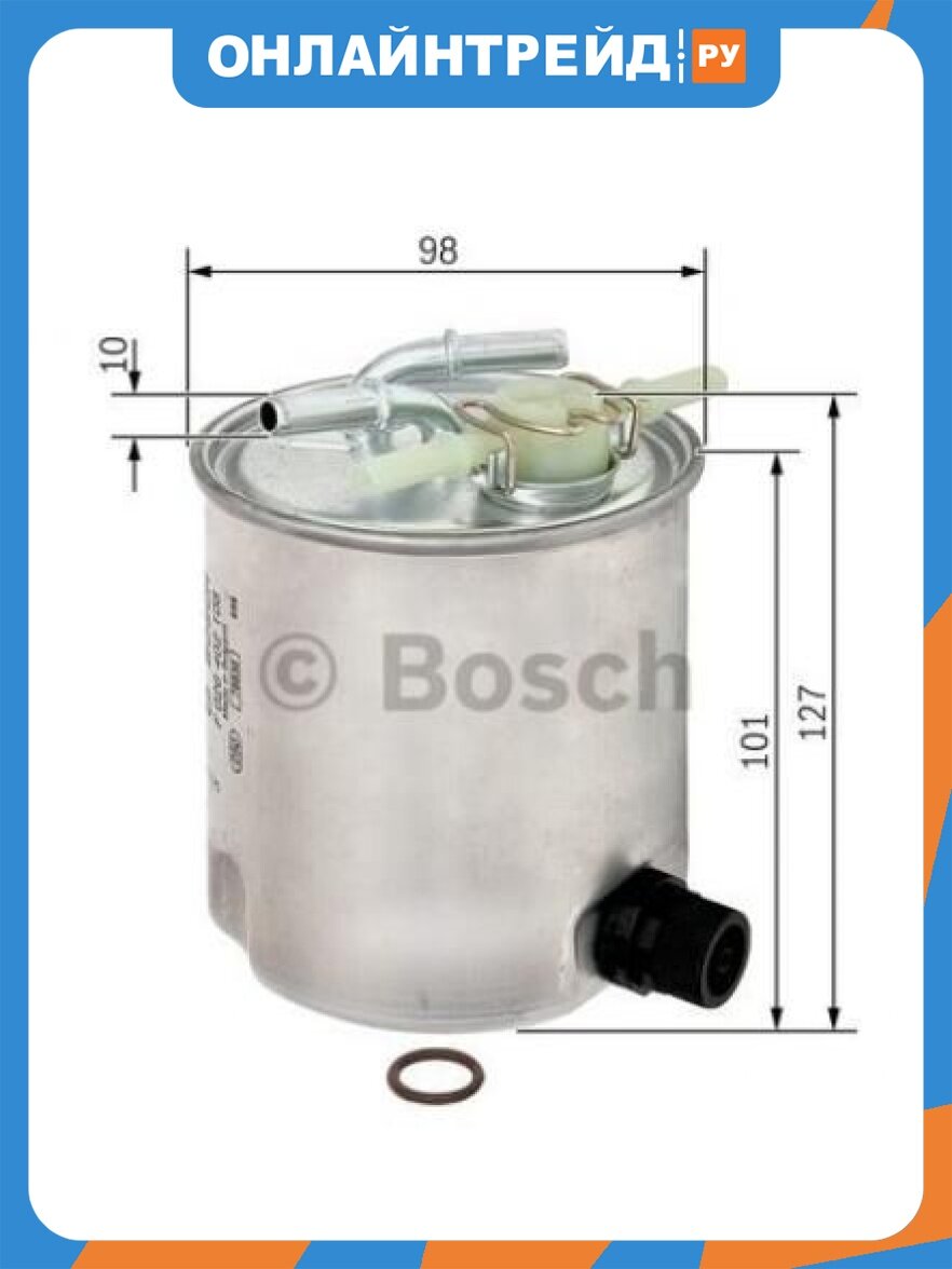 Фильтр топливный Bosch для NISSAN Qashqai, Qashqai+2, X-Trail (T31) RENAULT Koleos, F026402108 (N 2108)