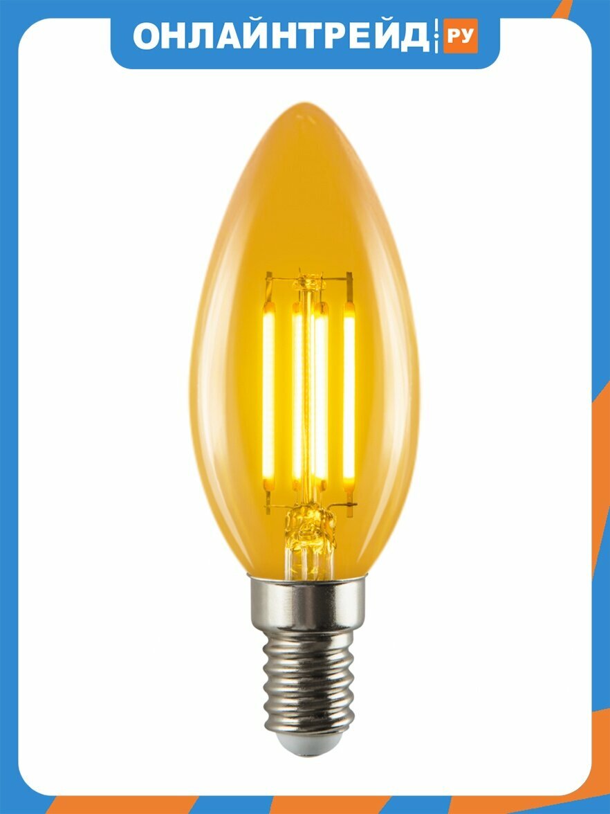 Светодиодная лампа Uniel Vintage LED-C35-5W/GOLDEN/E14 GLV21GO Форма «свеча», золотистая колба. Картон. ТМ