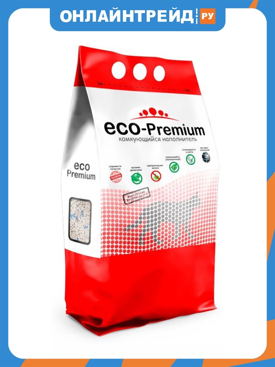 Наполнитель для кошачьих туалетов Eco Premium Blue древесный комкующийся без аромата 20 кг 55 л