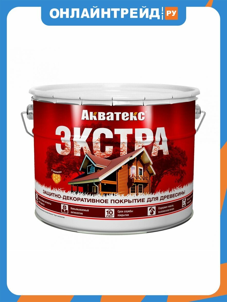 Защитно-декоративное покрытие для дерева Акватекс Акватекс Экстра, полуглянцевое, 9 л, орех, 18185