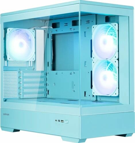 Компьютерный корпус ZALMAN P30 Mint V2 (P30 MINT V2) голубой - Mini Tower, Micro-ATX, USB 3.2 Gen 1 Type-A, USB 3.2 Gen 1 Type-C
