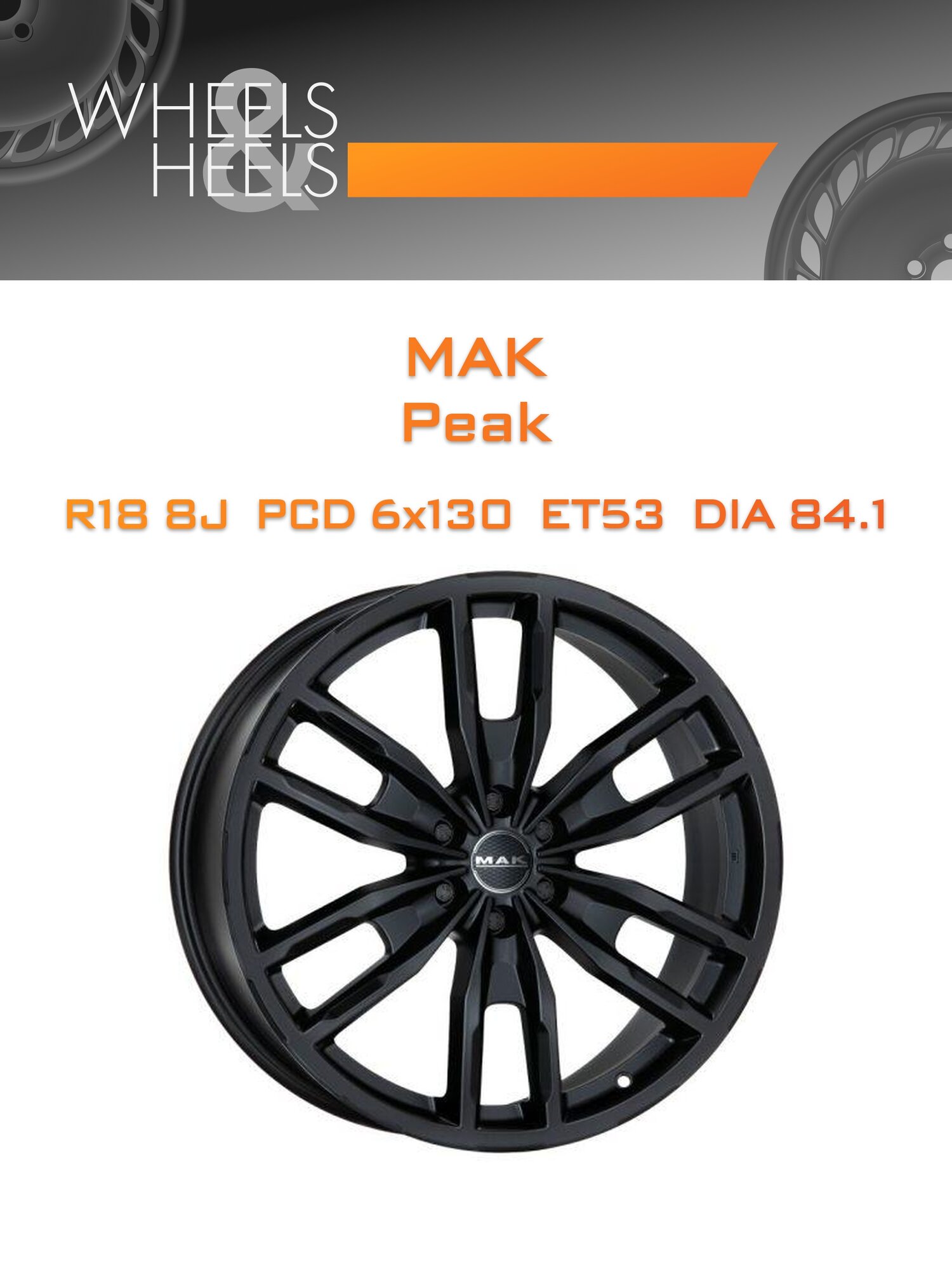 Диск автомобильный литой MAK Peak 18x8 6x130 et53 dia84.1 Чёрный матовый