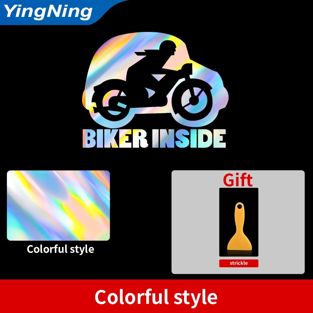 Наклейка на авто "Biker Inside", Colorful style