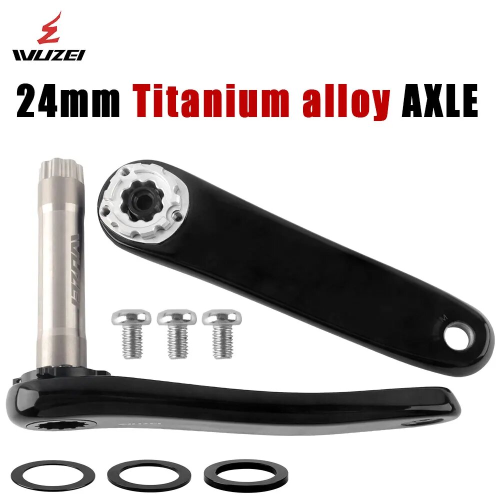 WUZEI Карбоновые шатуны MTB 165 170 175 мм Crank Length 170mm, BSA MT501, 24mm Ti Axle