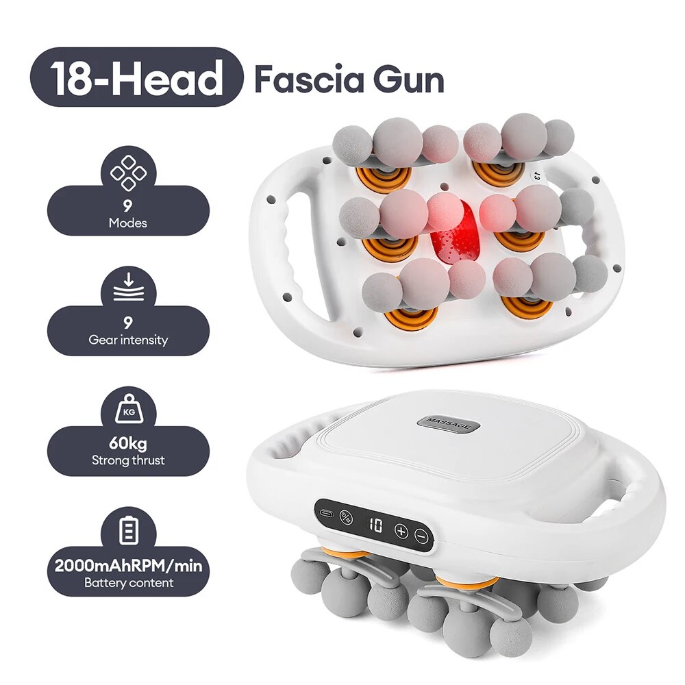 Массажный пистолет 18 насадок ABS пластик 18 heads whi