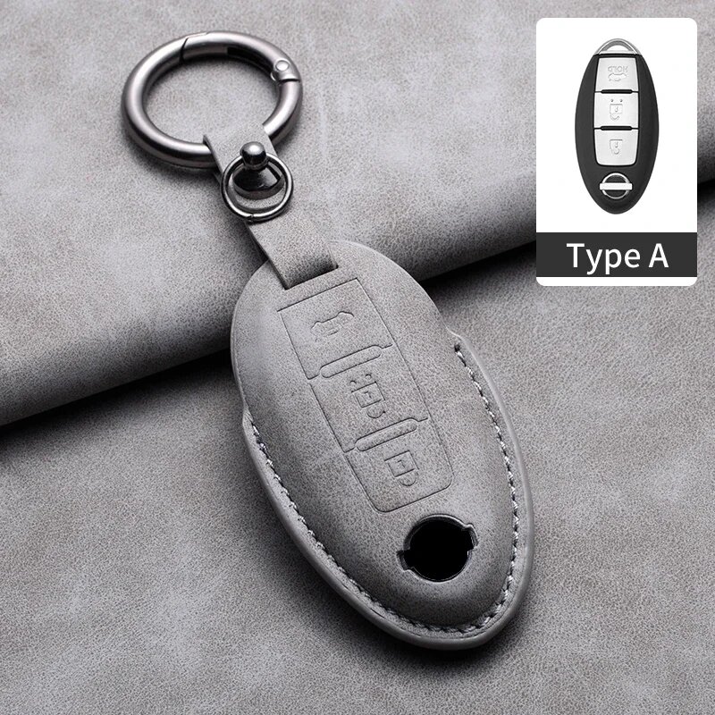 Кожаный брелок для ключей Nissan Grey A