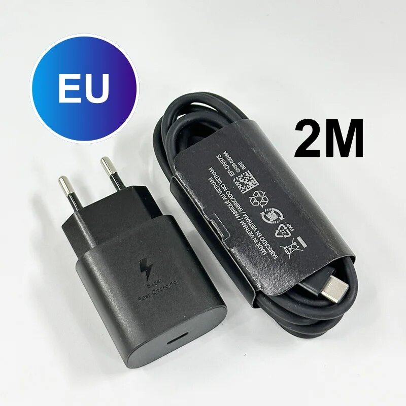 Оригинальное зарядное устройство Samsung 25W Super Fast Charger Type-C для Galaxy Black 25W EU 2M