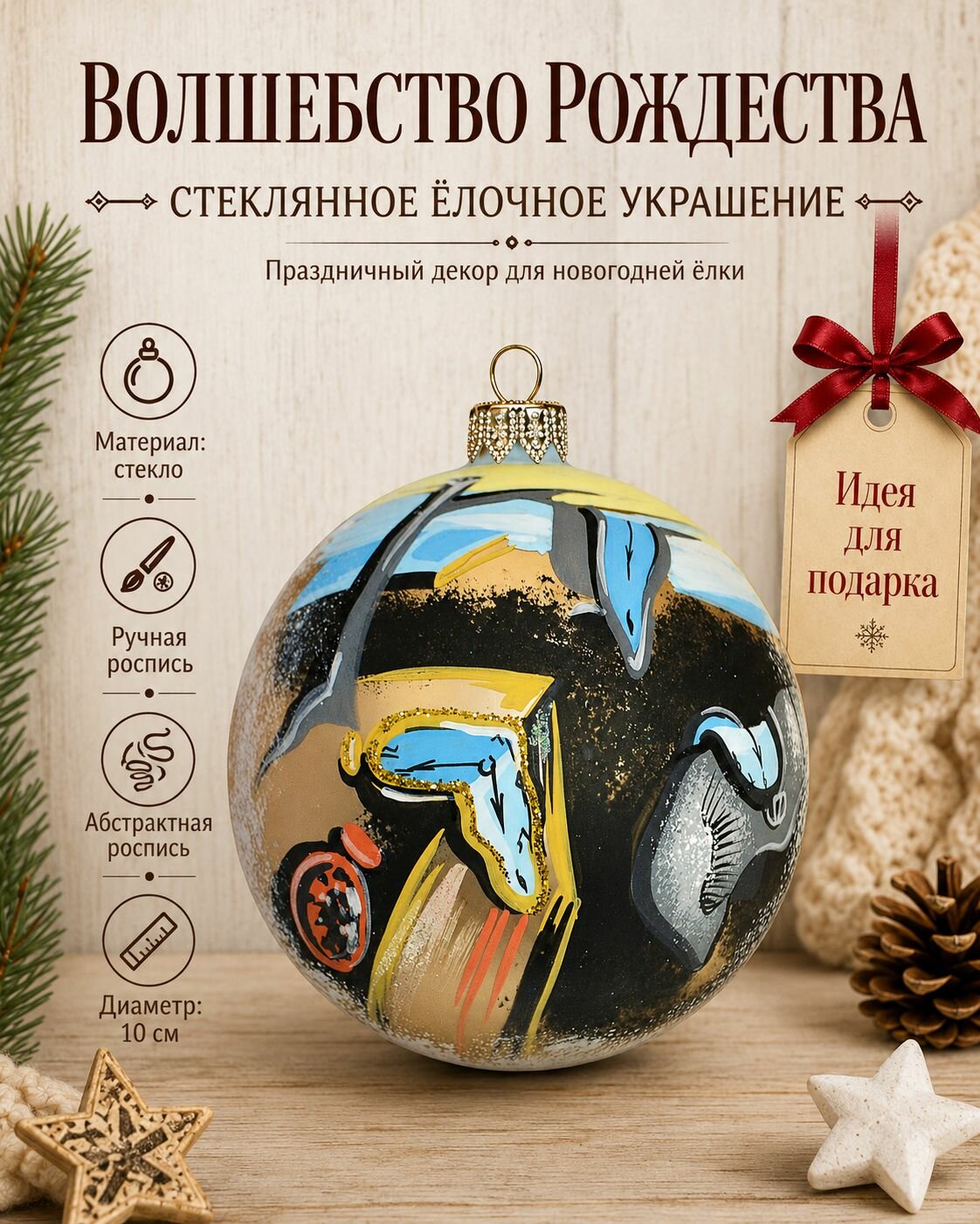 Елочный шар "Постоянство памяти. Сальвадор Дали"