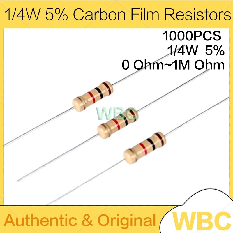 1000 шт. углеродных пленочных резисторов 5% 1/4W 0.25W 1R~1M Ом 470 Ohm